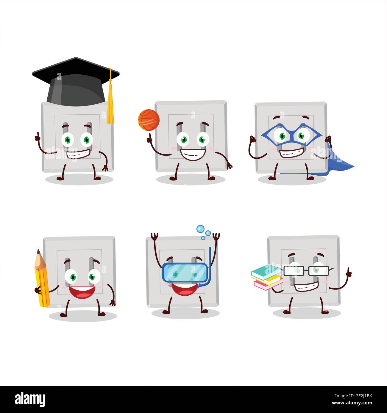 School student of single electric adapter cartoon character with ...