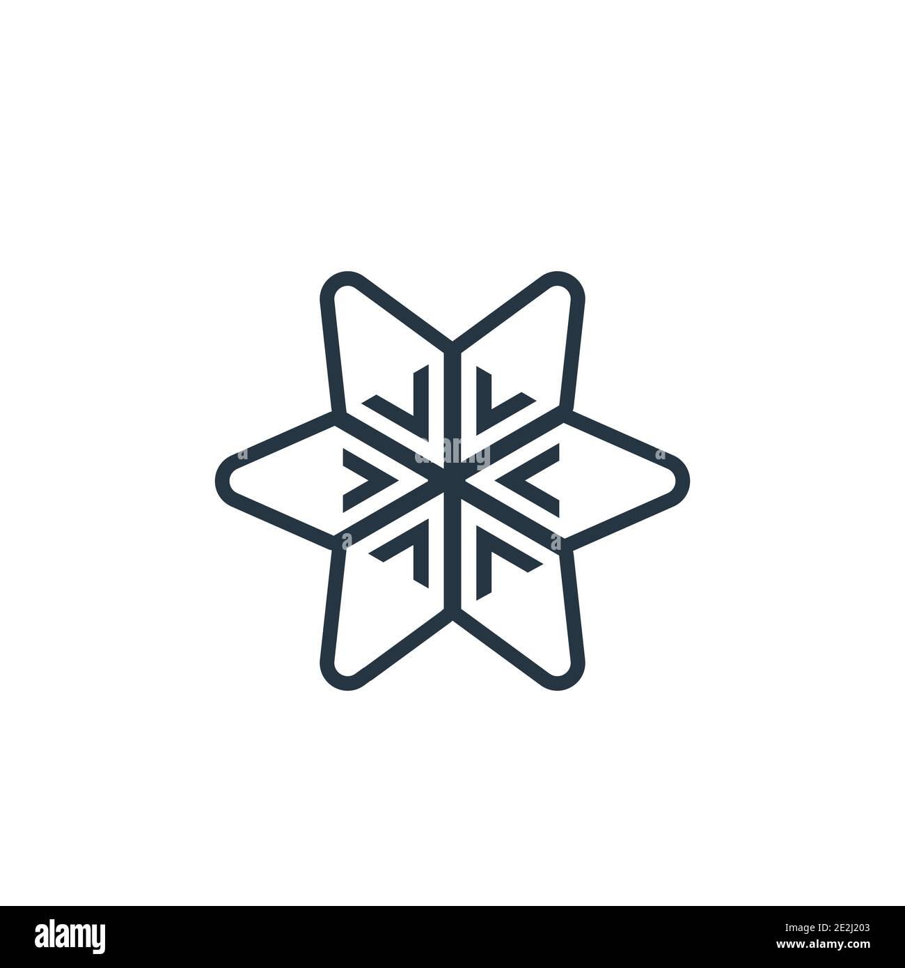 Star ornament of small triangles outline vector icon. Thin line black ...