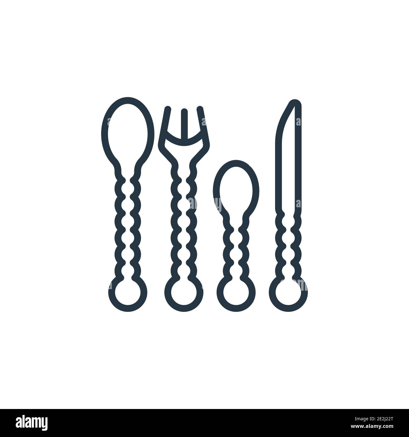 Cutlery outline vector icon. Thin line black cutlery icon, flat vector ...