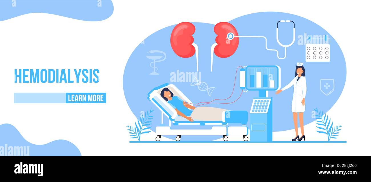 Hemodialysis concept vector. Method of extrarenal blood purification in ...