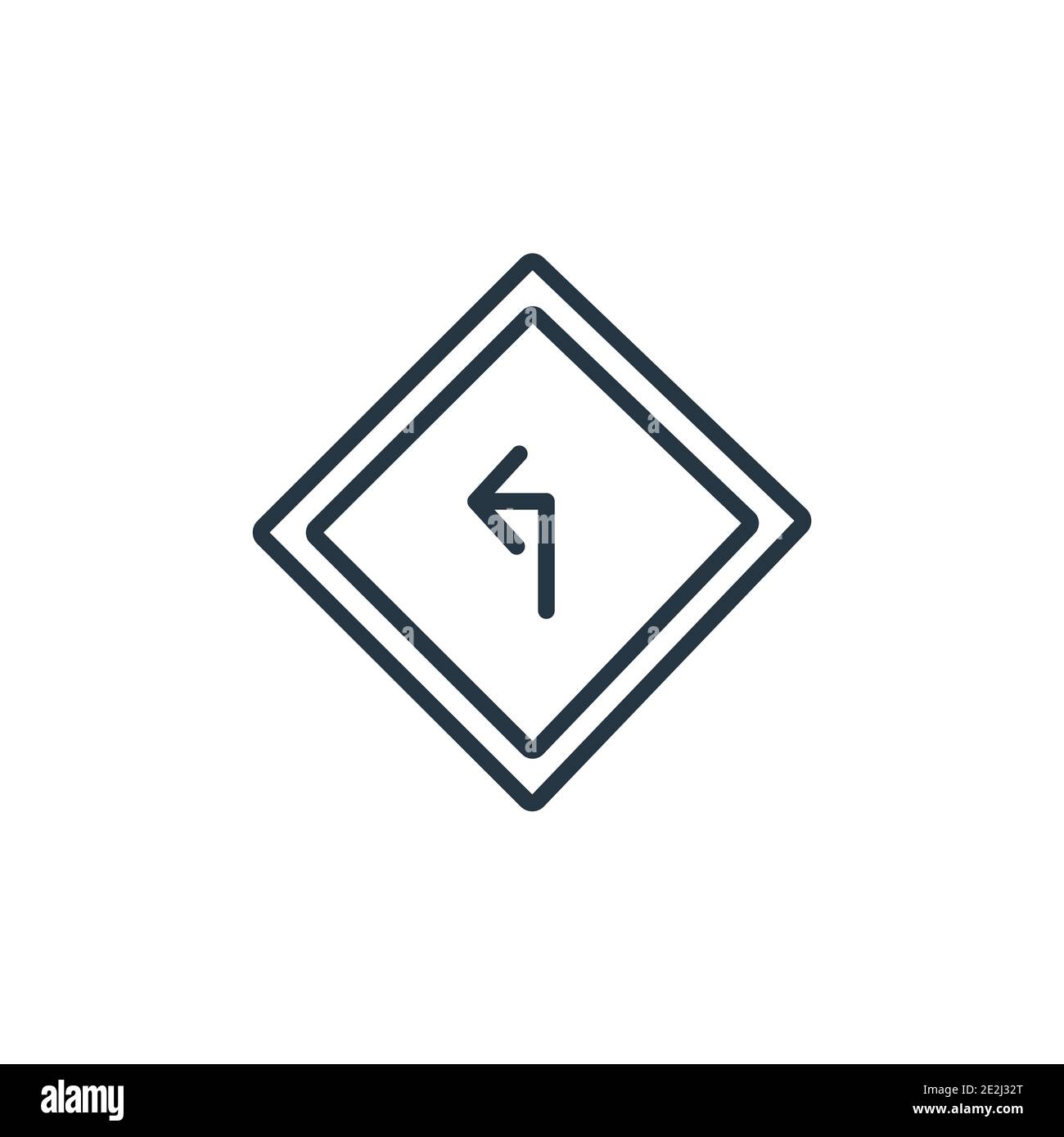 Left intersection outline vector icon. Thin line black left ...