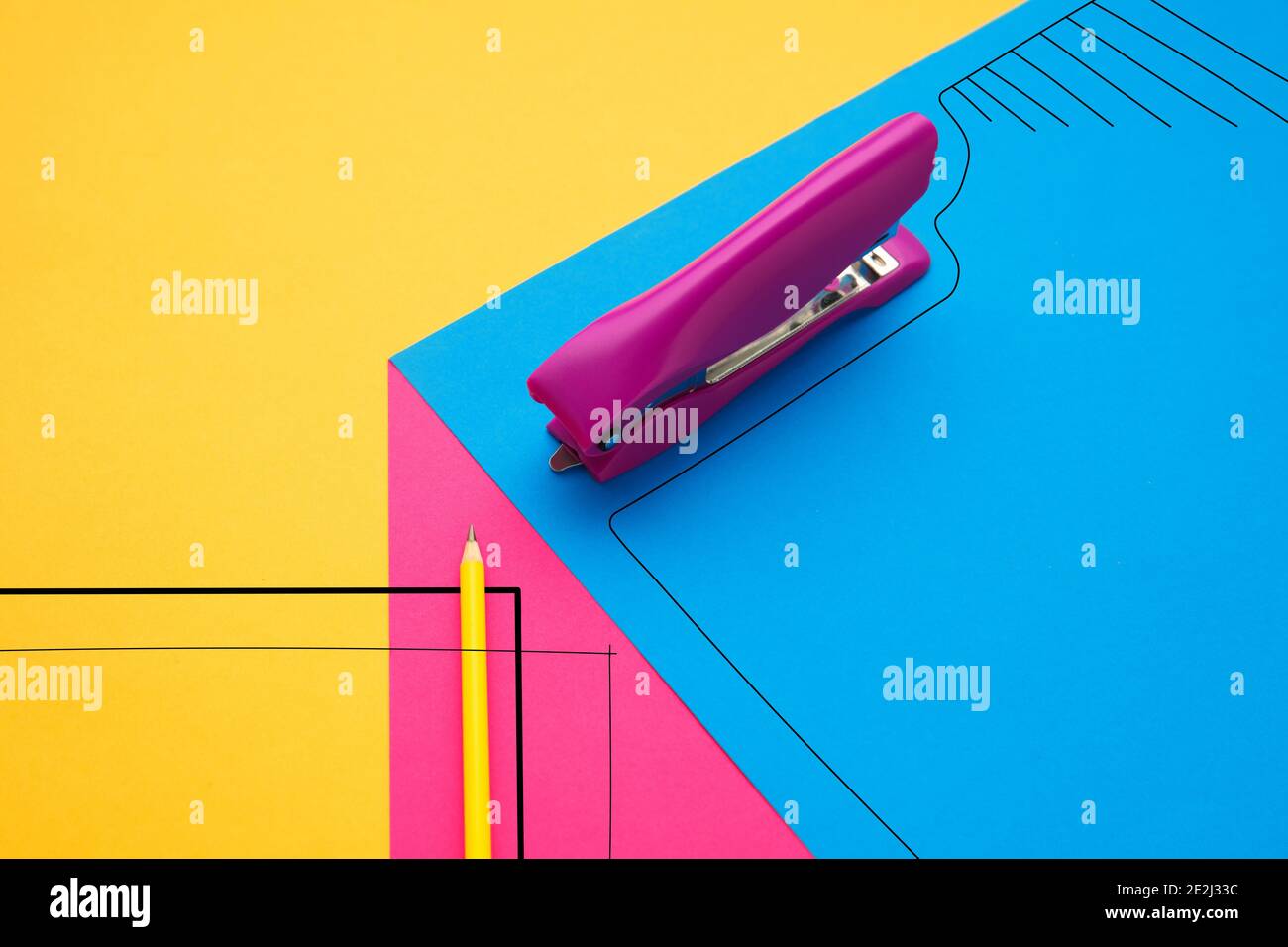 Youth. Stationery in bright pop colors with visual illusion effect ...