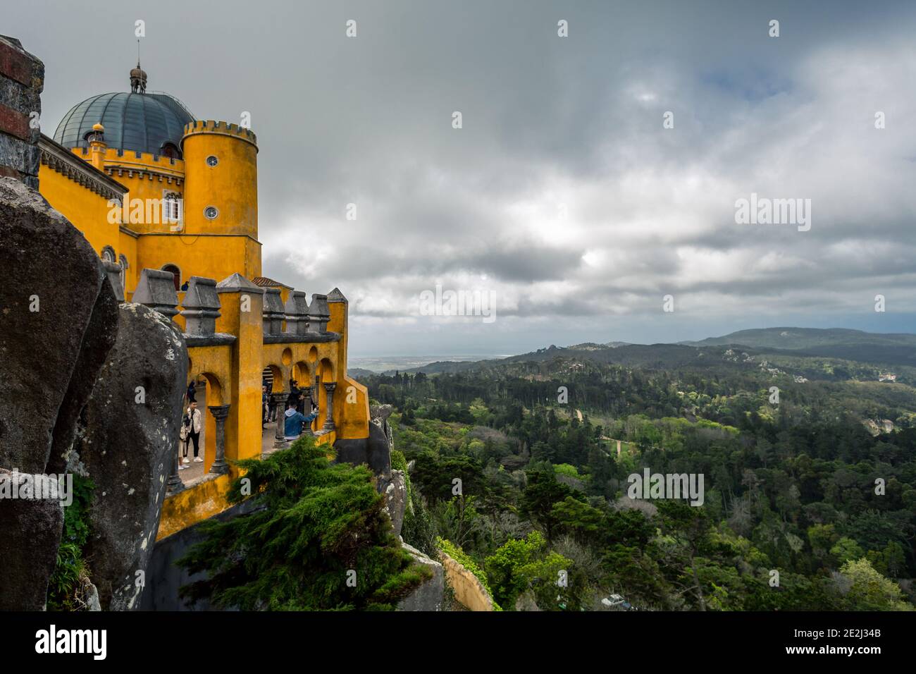 Beautiful scenery of the historic architecture of Pena Palace in Sintra ...