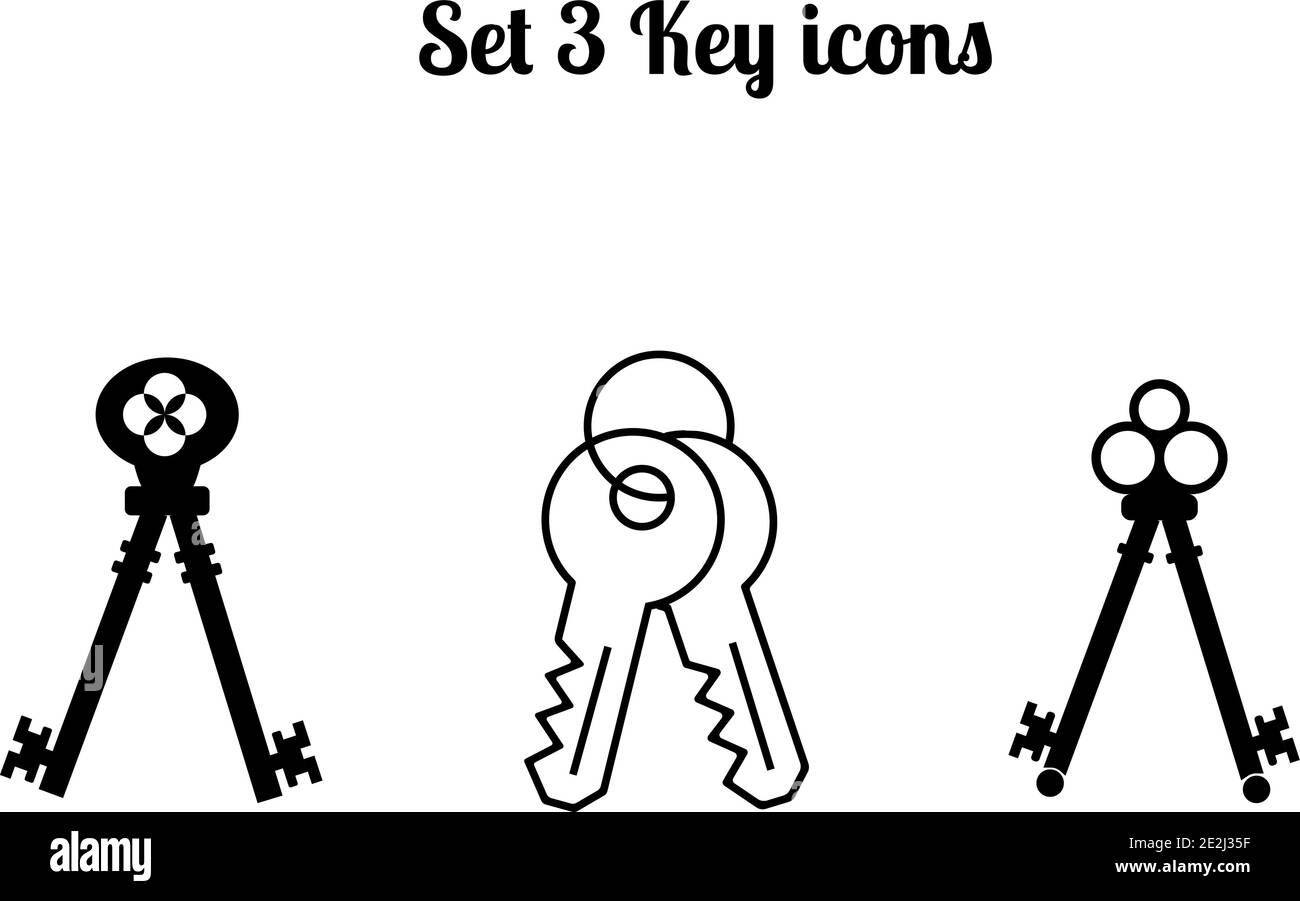 Keys and locks. Outline vector icon set. Includes truck keys ...