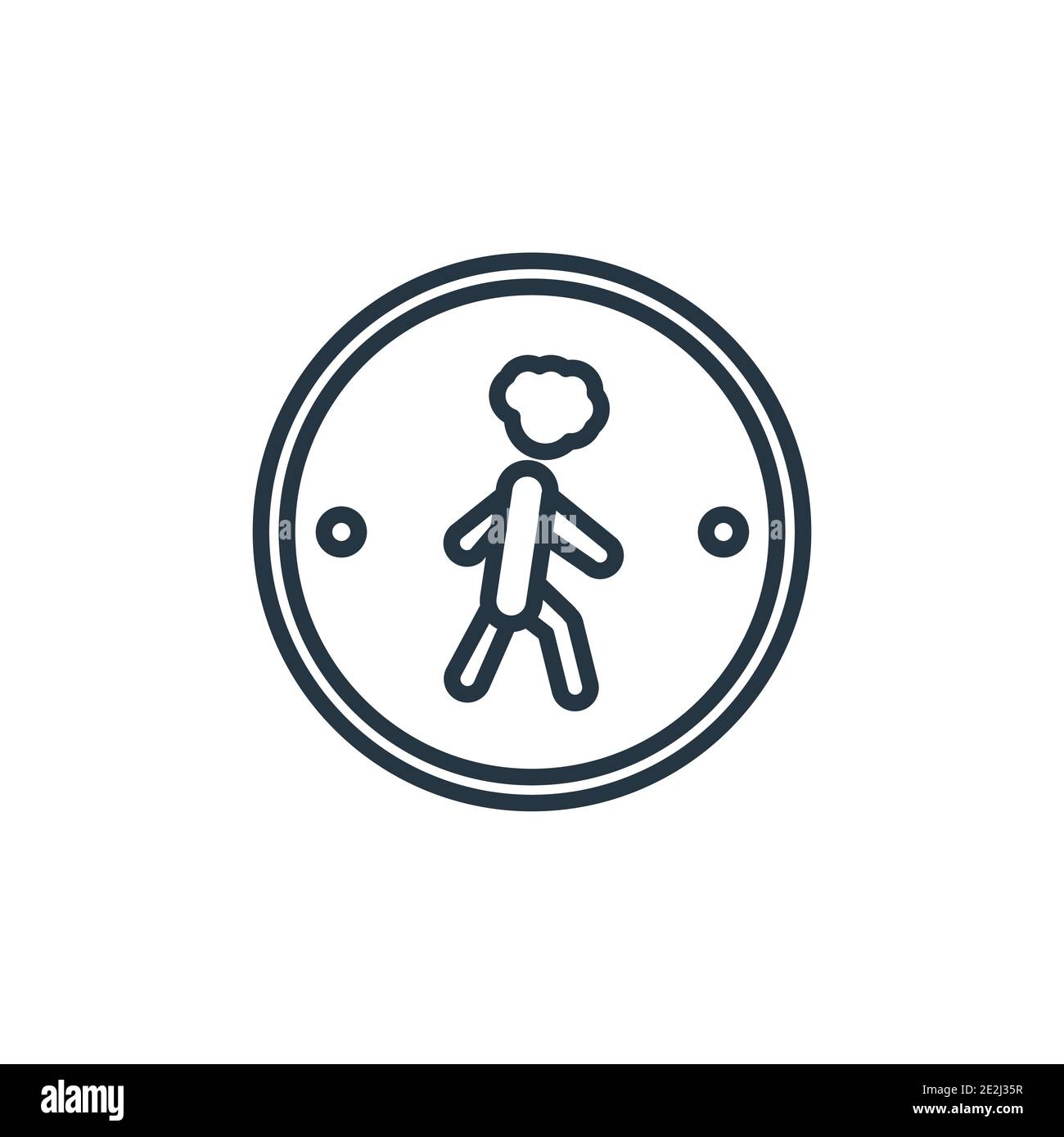 Crossing zone sign outline vector icon. Thin line black crossing zone ...
