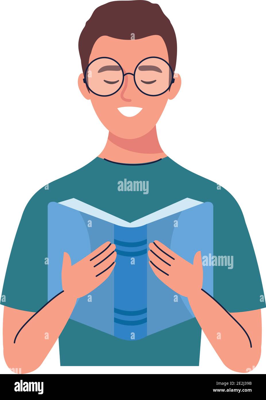 Happy man reading textbook Cut Out Stock Images & Pictures - Alamy