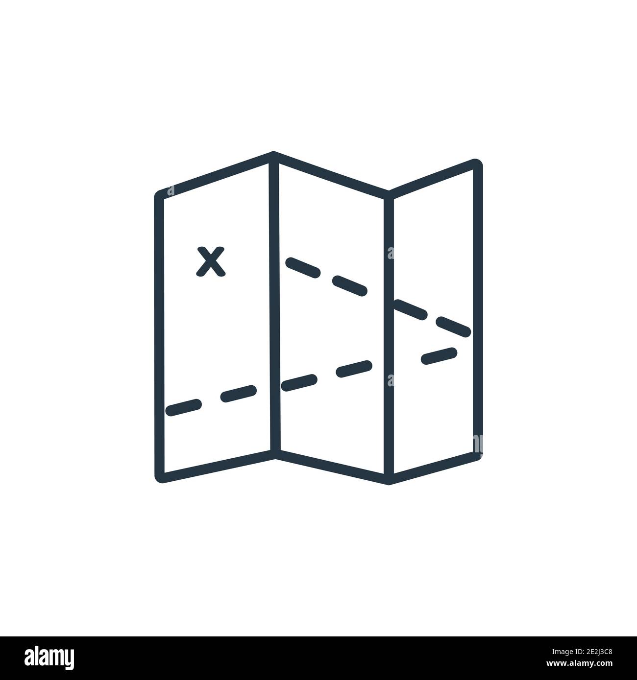 Treasure map with x outline vector icon. Thin line black treasure map ...