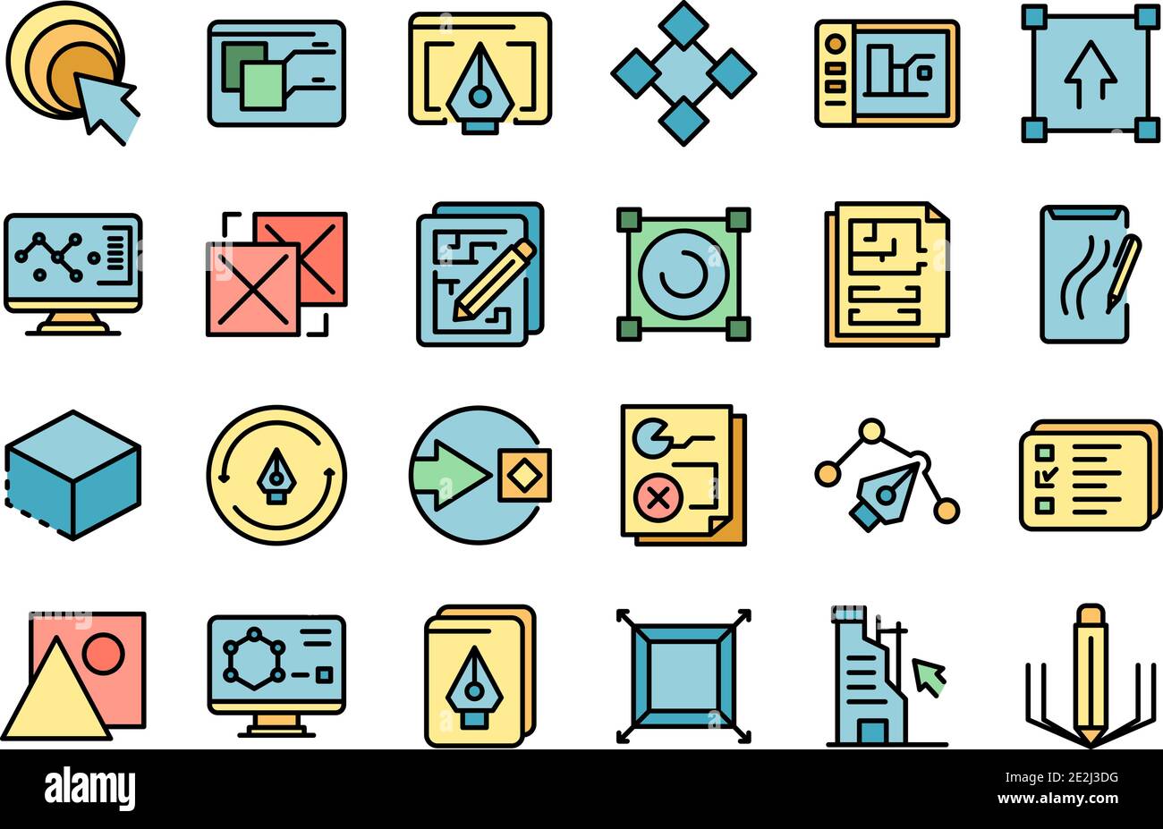 Redesign icons set. Outline set of redesign vector icons thin line ...