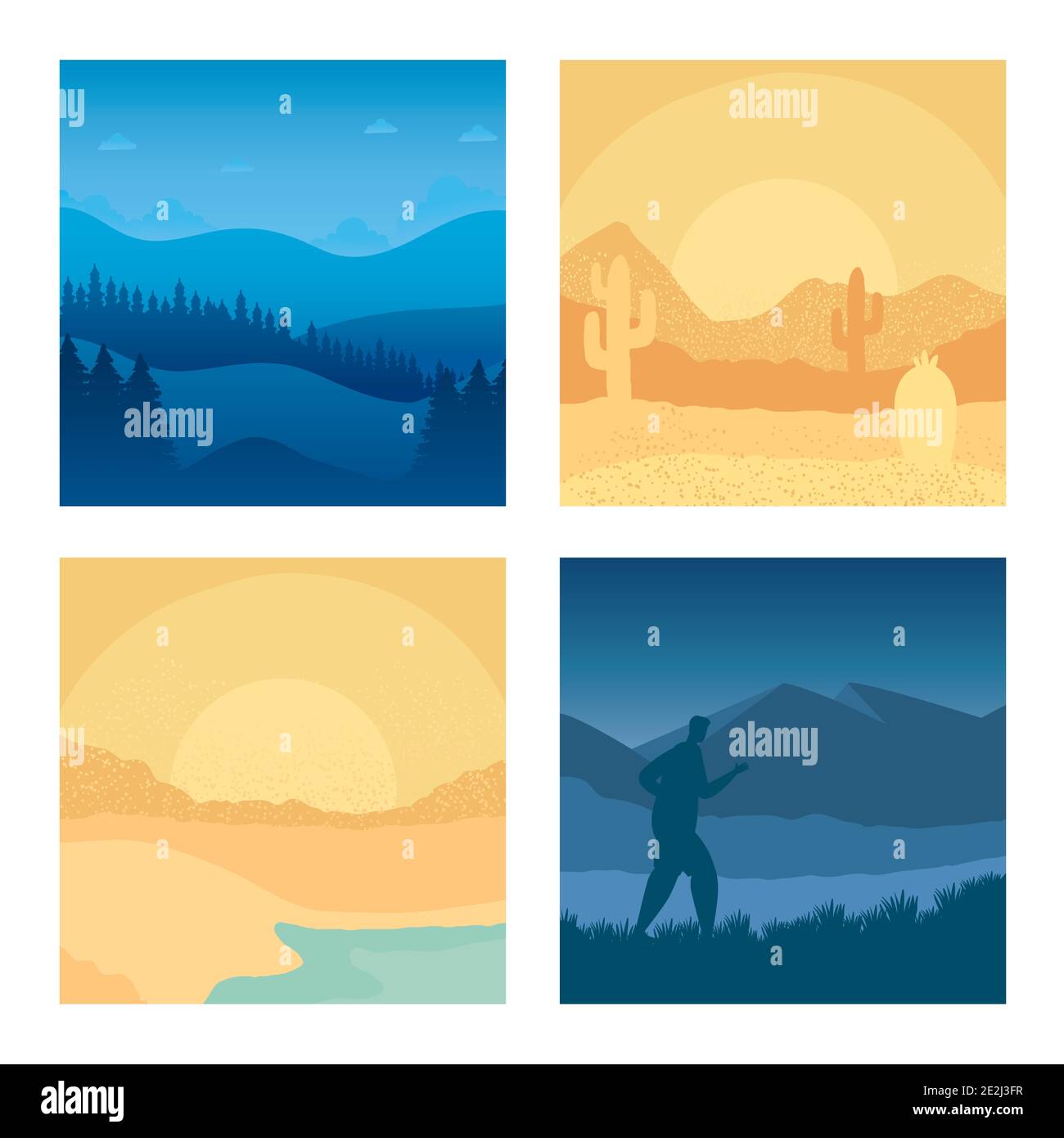 four abstract scenes landscapes backgrounds Stock Vector Image & Art ...