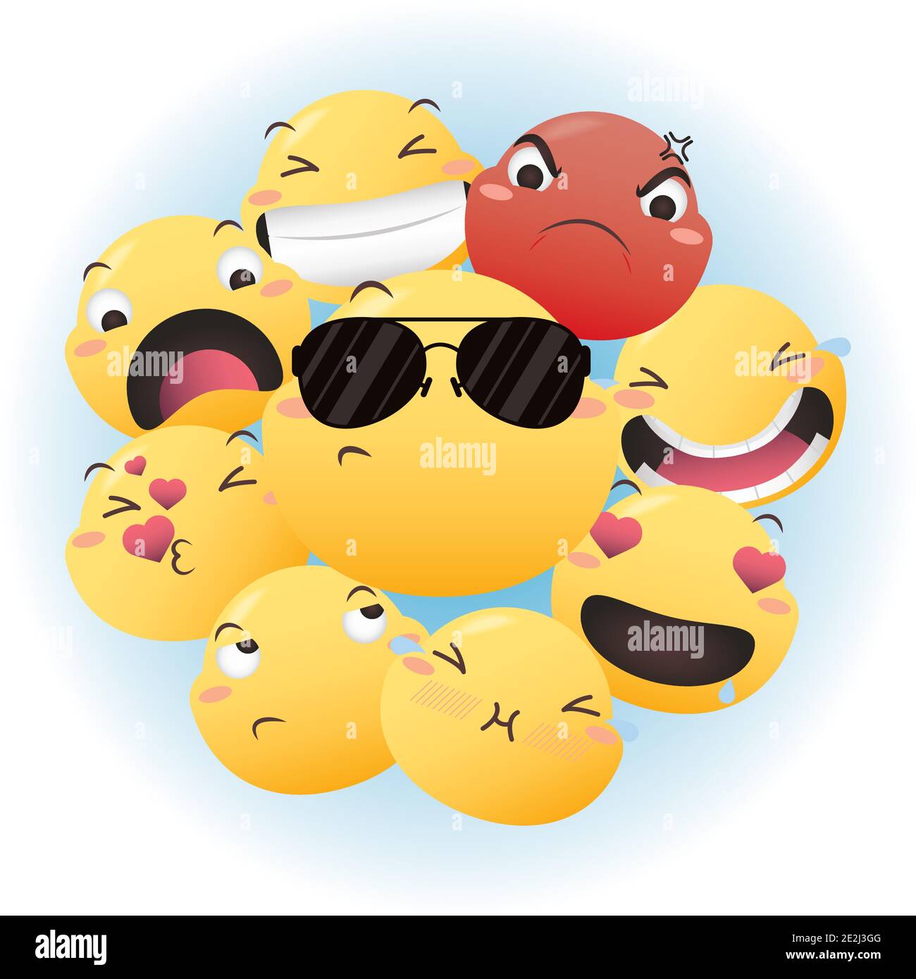 Emoji faces icon group design, Emoticon cartoon expression and social ...