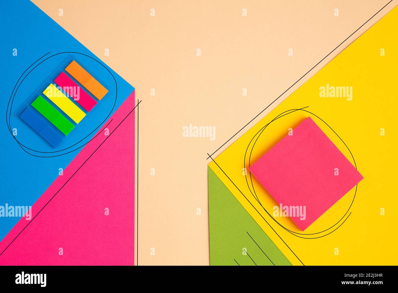 Popstar. Stationery in bright pop colors with visual illusion effect ...