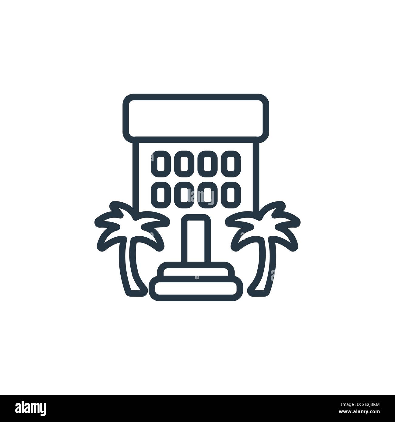 Beach hotel outline vector icon. Thin line black beach hotel icon, flat ...