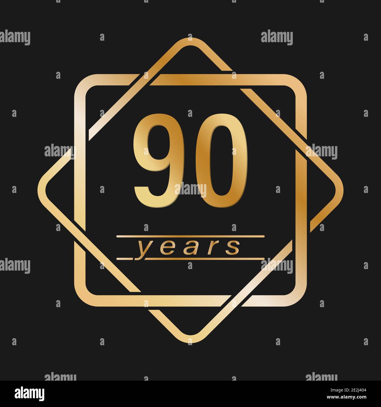 90 years. Stylized gold lettering for congratulations. Flat style Stock ...