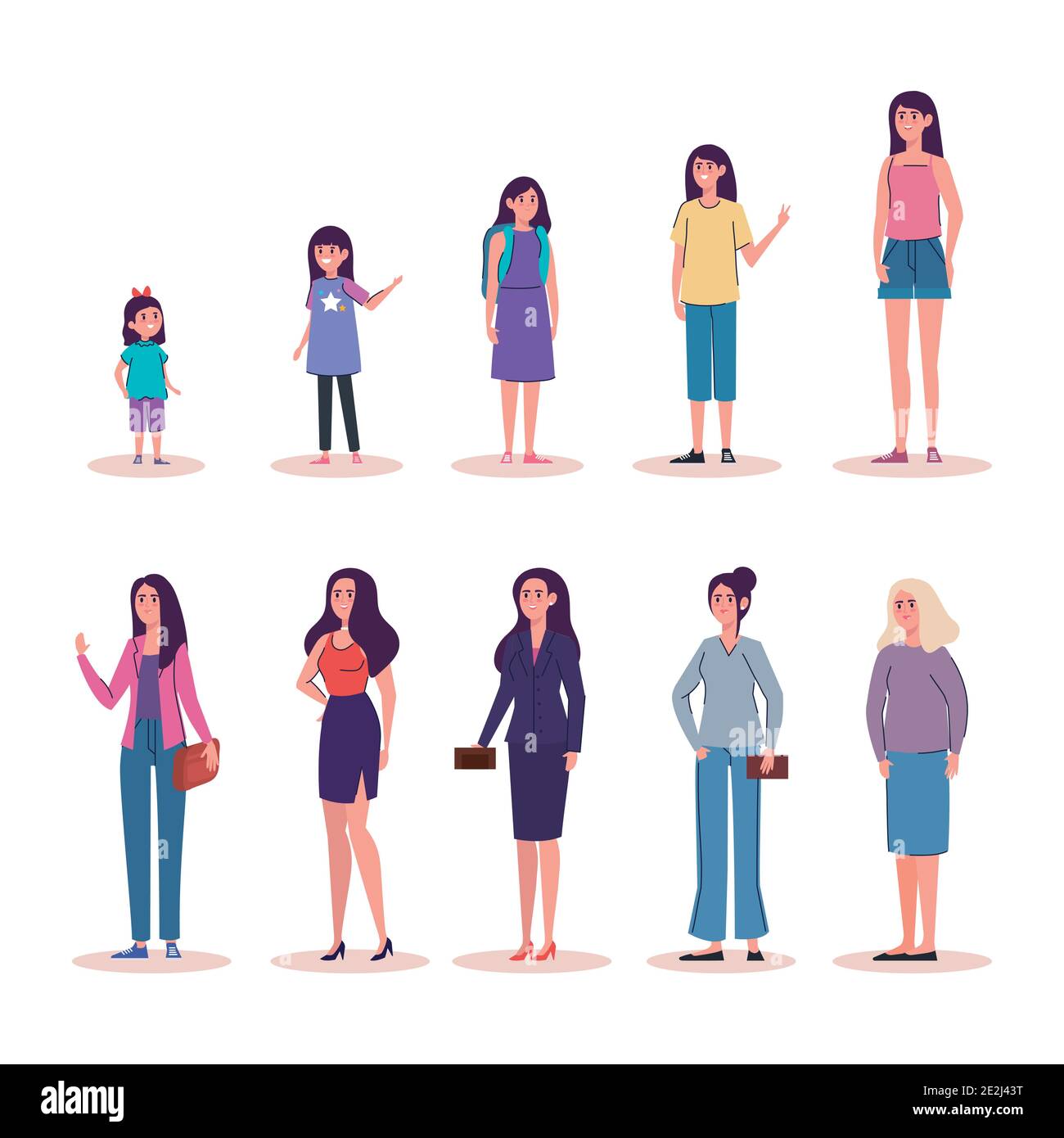 group of female persons of differents age characters Stock Vector Image ...
