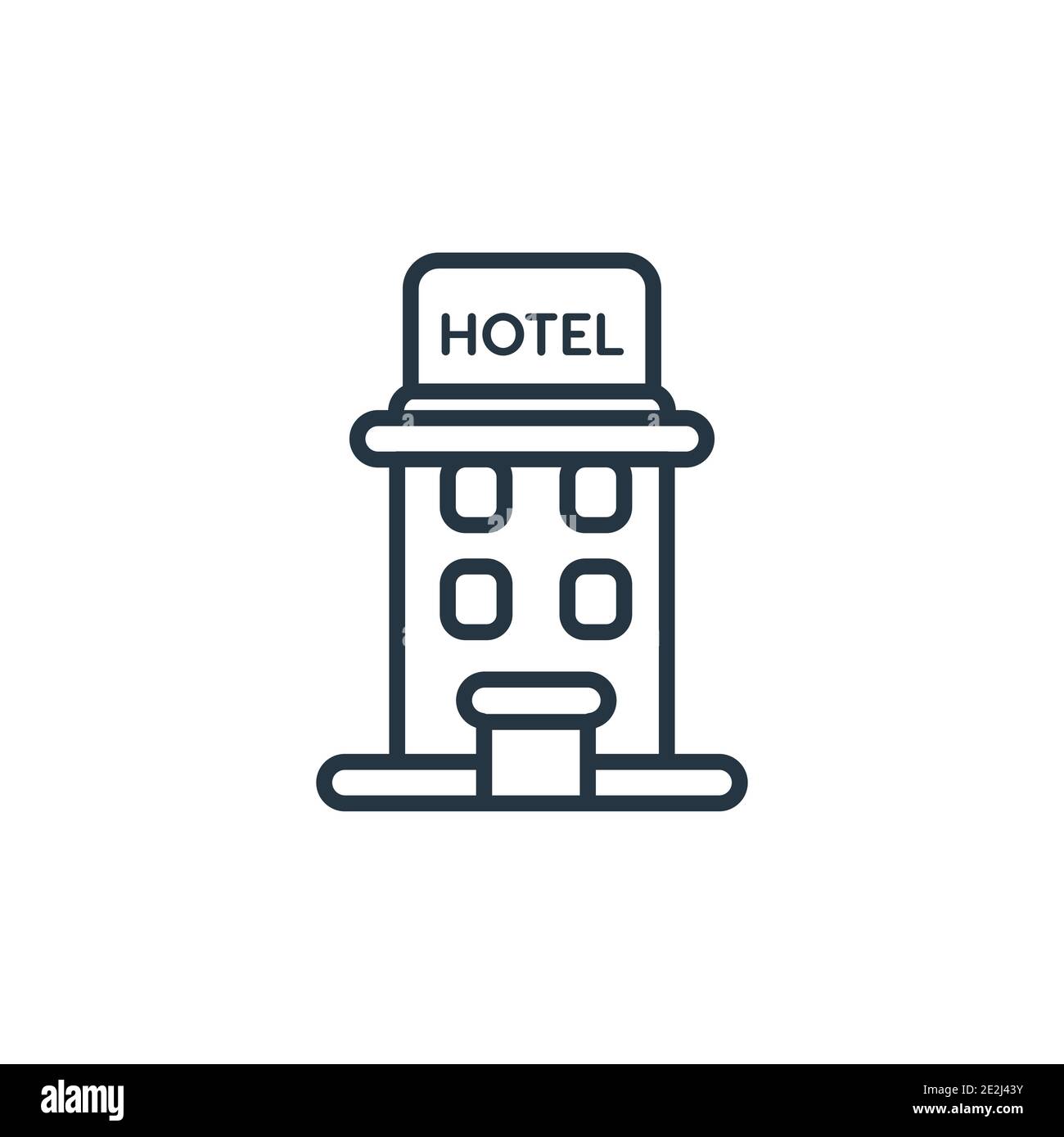 Hotel outline vector icon. Thin line black hotel icon, flat vector ...