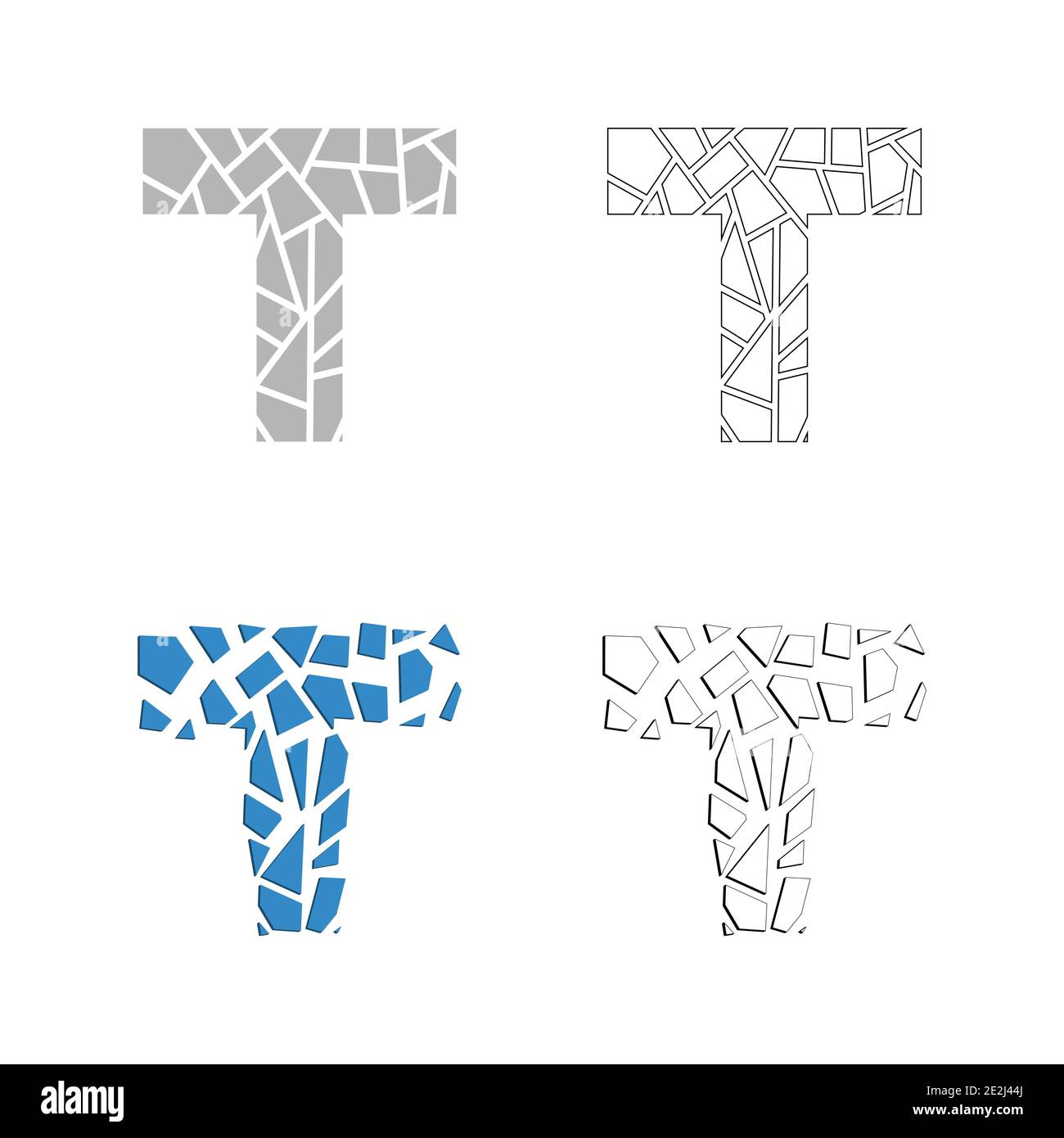 Broken T letter set of glass and pieces vector logo illustration on ...