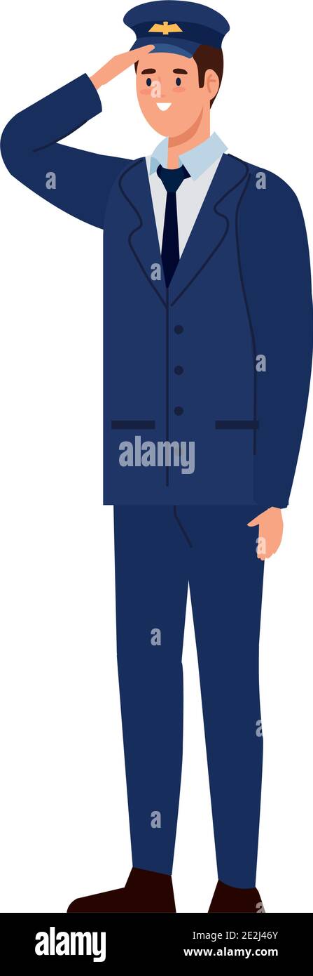 airline pilot captain with uniform character Stock Vector Image & Art ...