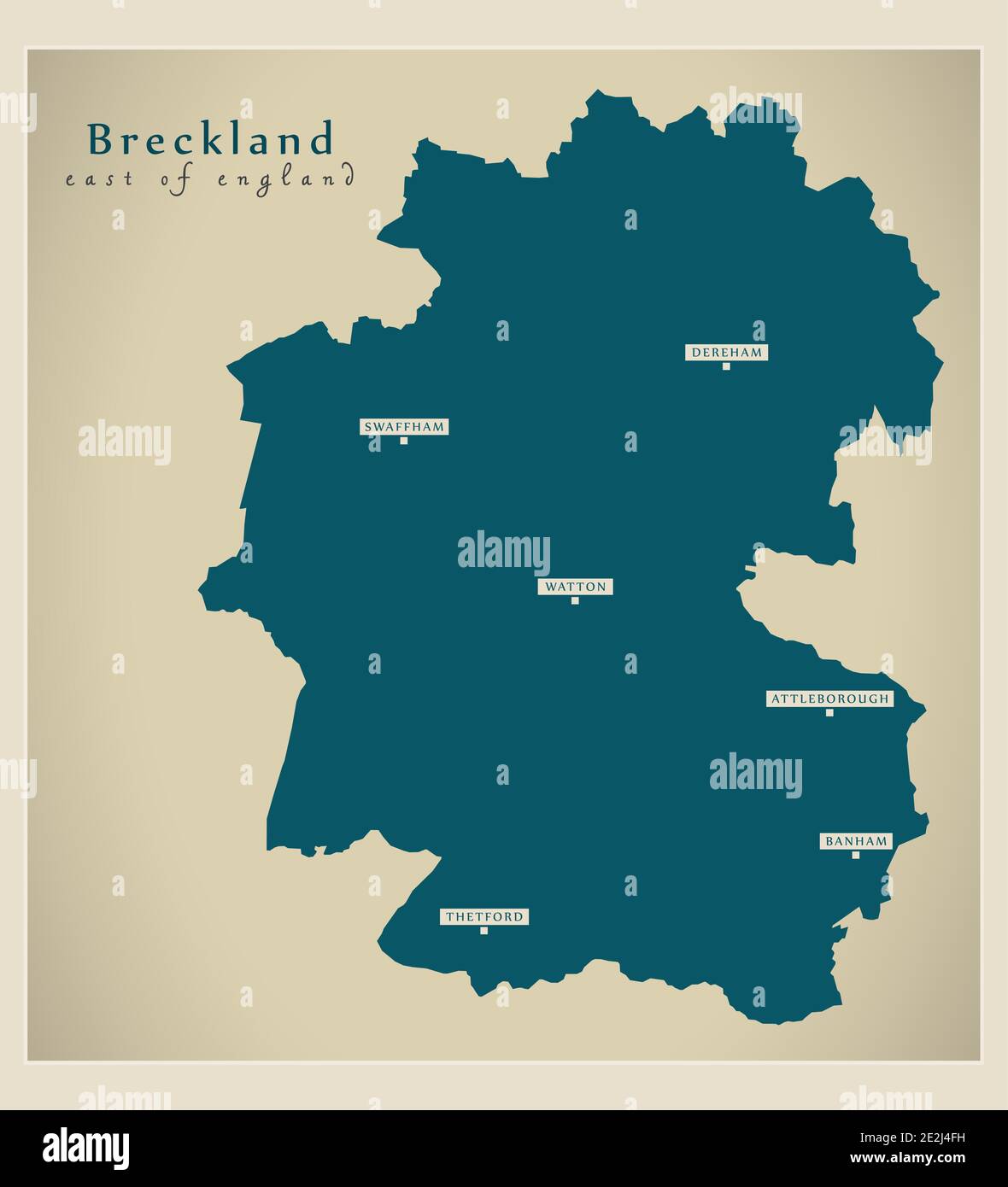 Breckland district map - England UK Stock Vector Image & Art - Alamy