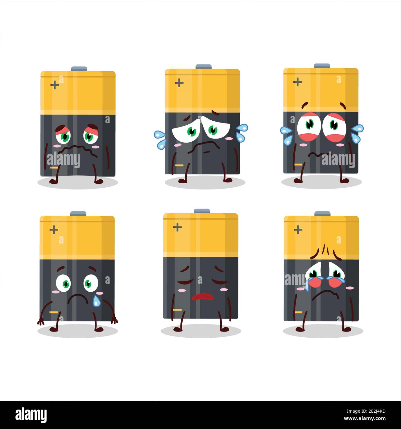 Power battery cartoon character with sad expression. Vector ...
