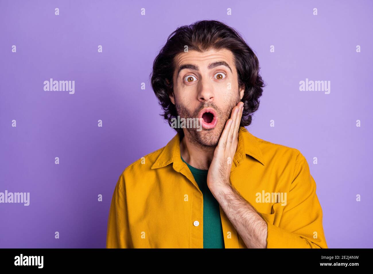 Photo of young surprised worried shocked man male guy hear unbelievable ...