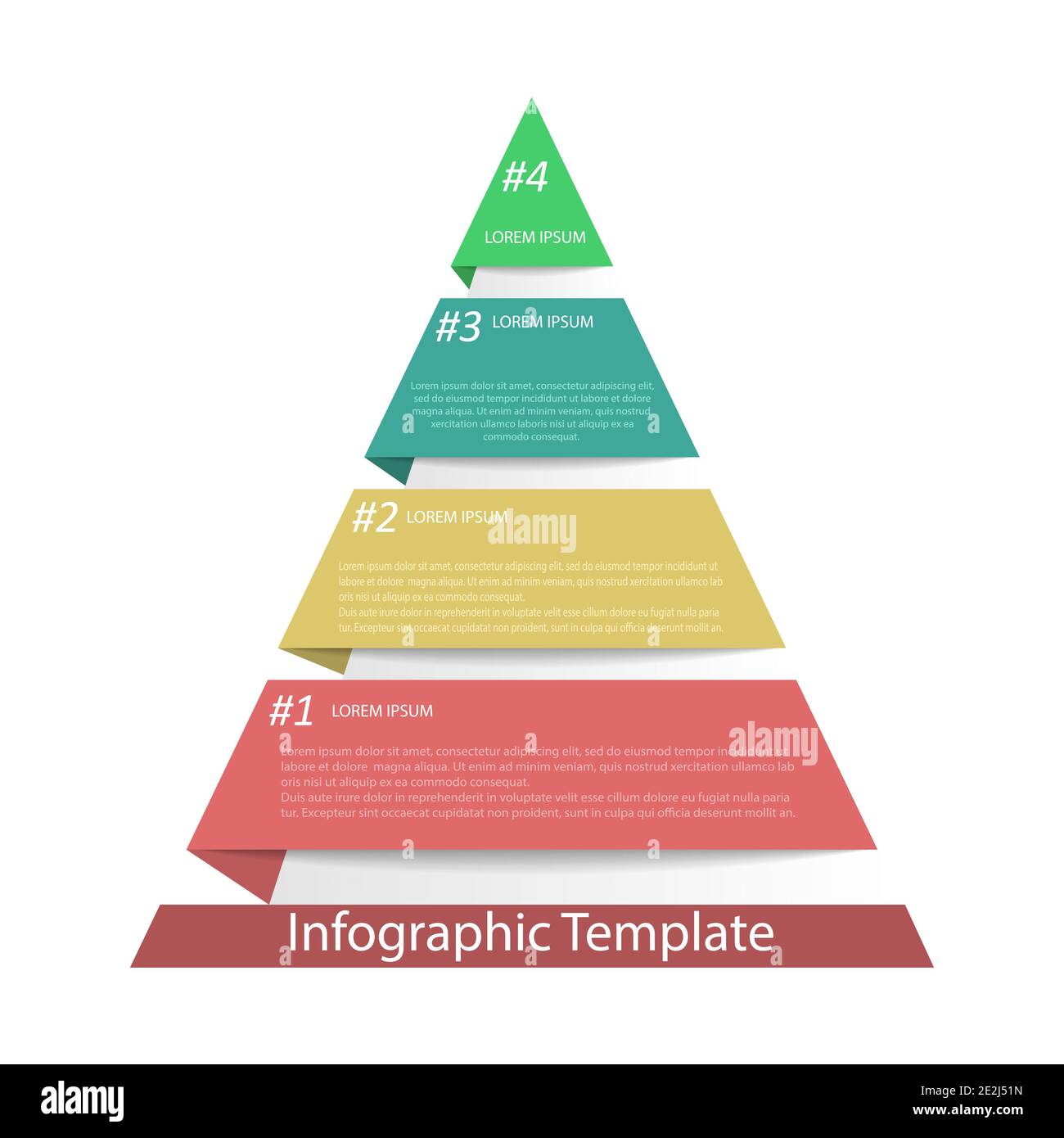 Infographic pyramid. The triangle diagram is divided into 4 parts ...