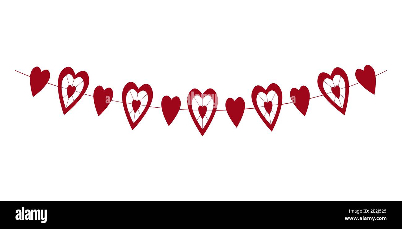 Heart bunting isolated on white background. Garland for Valentine day ...