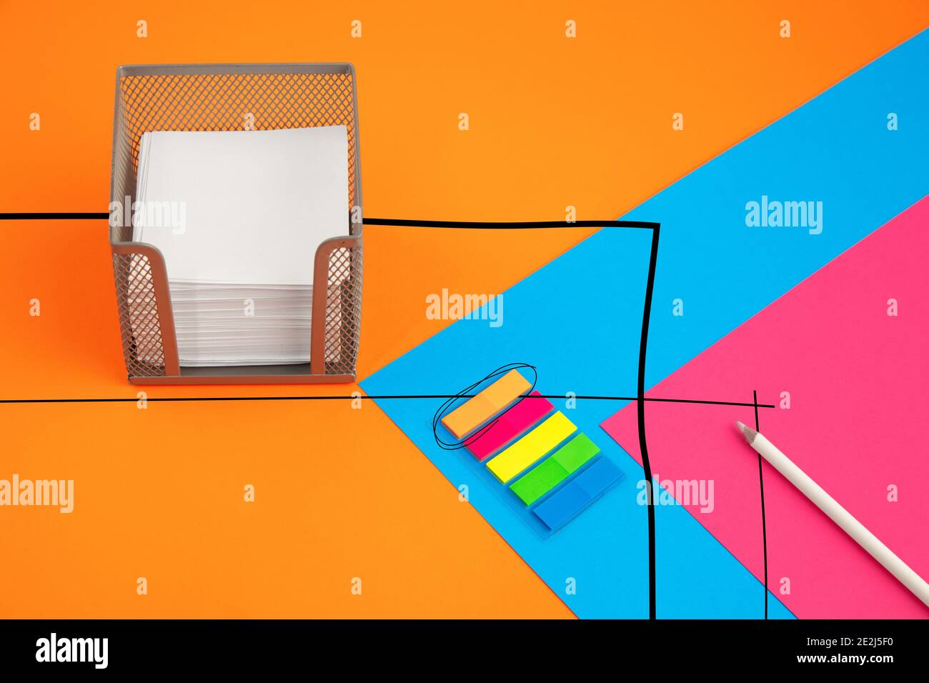 Orange. Stationery in bright pop colors with visual illusion effect ...