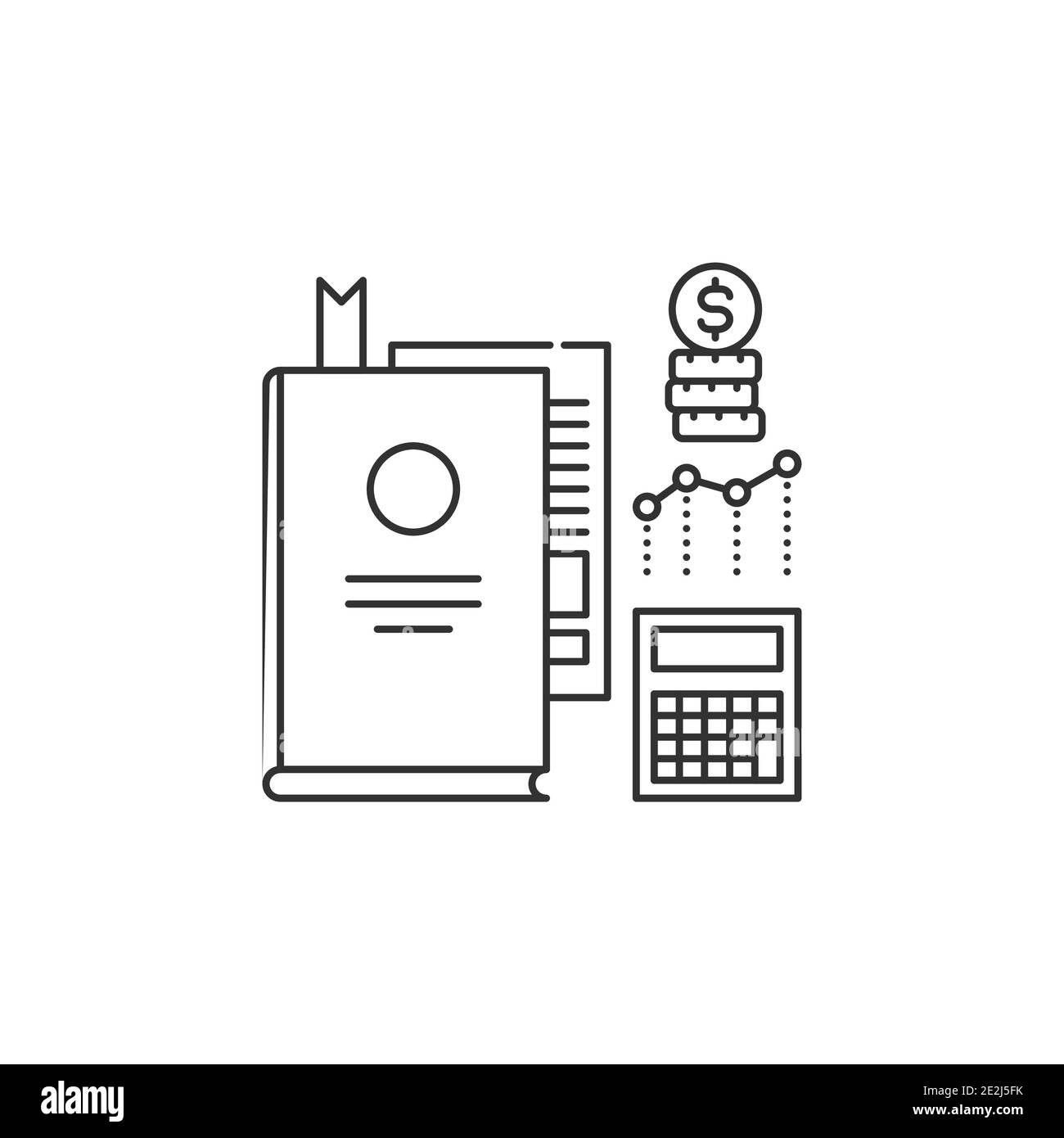Report and financial statements black line icon. Bookkeeping and ...