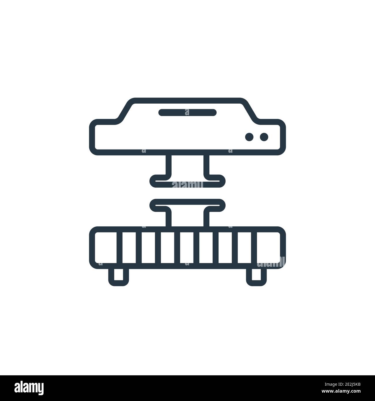 Press machine outline vector icon. Thin line black press machine icon ...