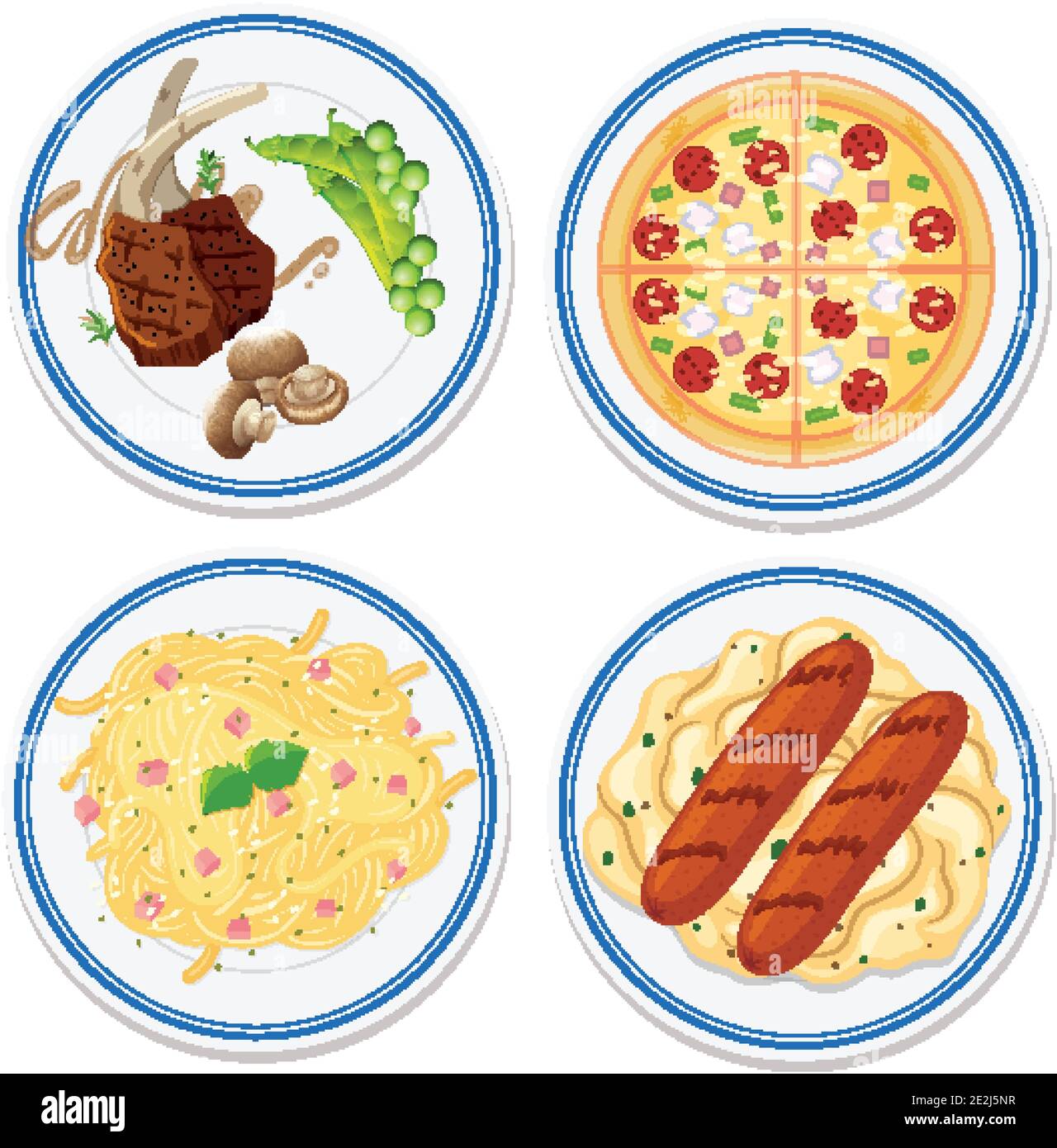 Aerial view of food on plate illustration Stock Vector Image & Art - Alamy