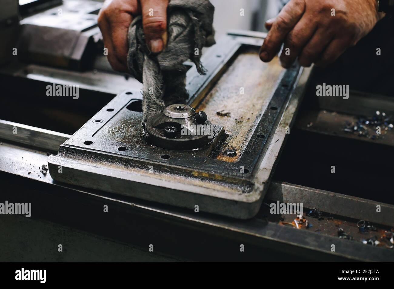 Service and repair of machine tools in a machine shop or workshop Stock ...