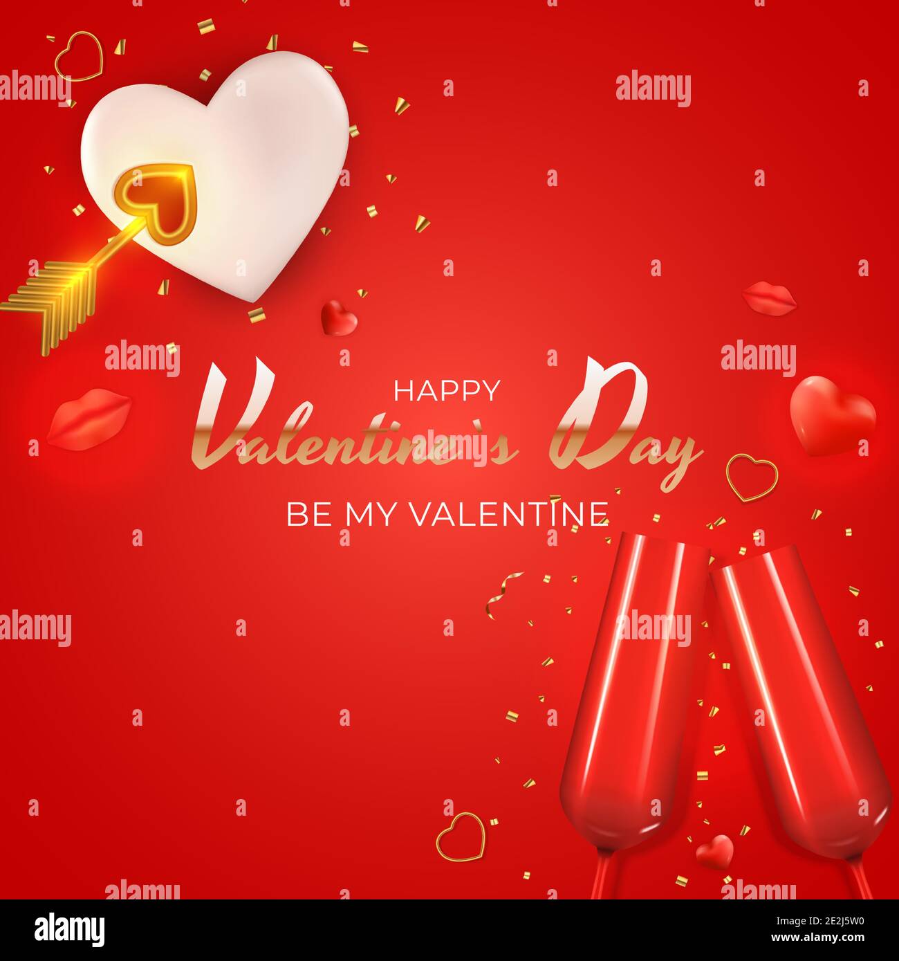 Valentine's Day Holiday Gift Card Background Realistic Design. Template ...