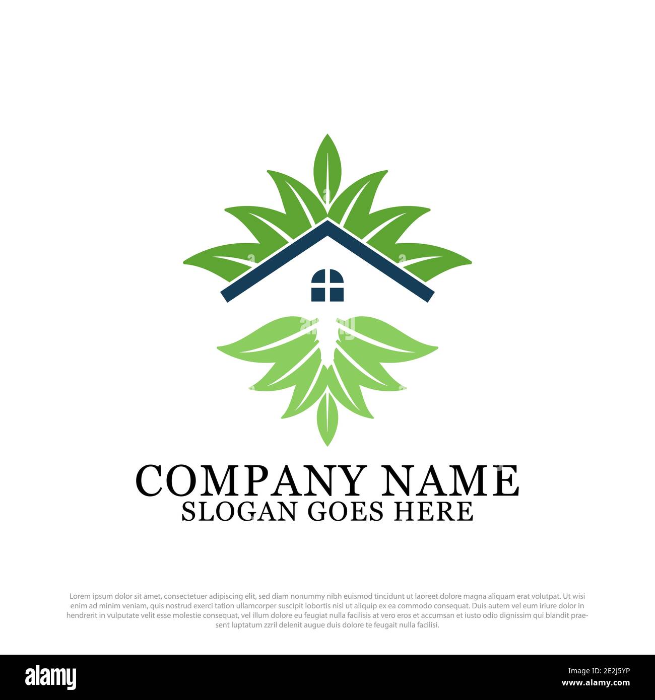 Green leaf house logo design vector, real estate building logo ...