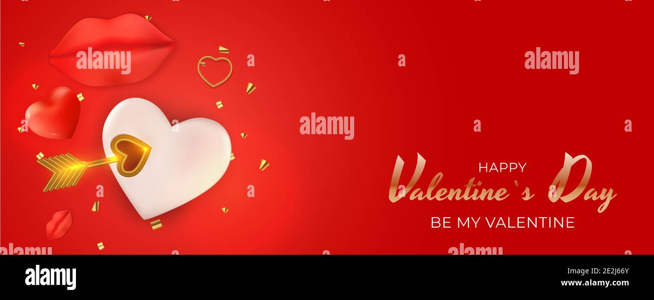 Valentine's Day Holiday Gift Card Background Realistic Design. Template ...