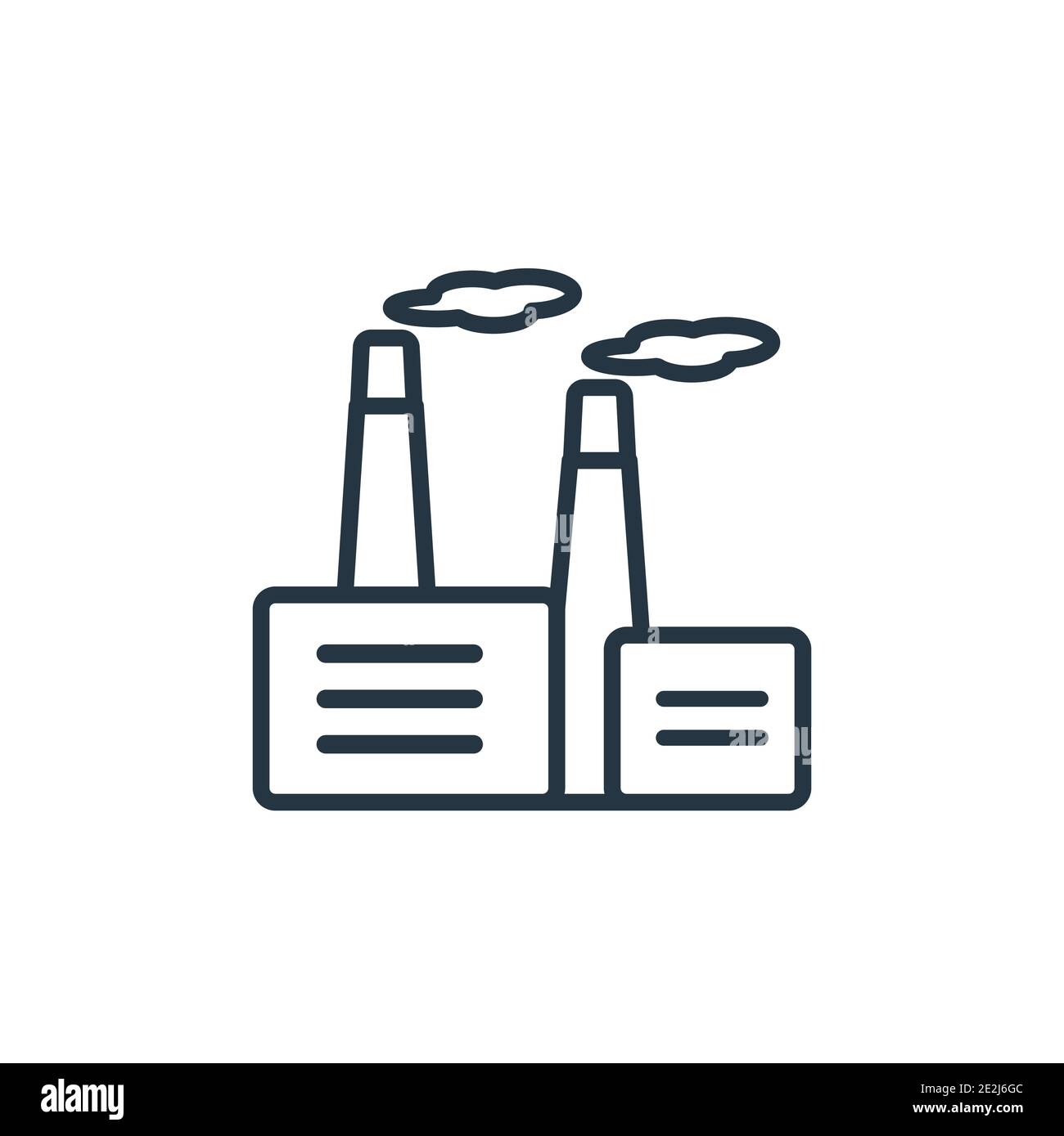 Factory building outline vector icon. Thin line black factory building ...