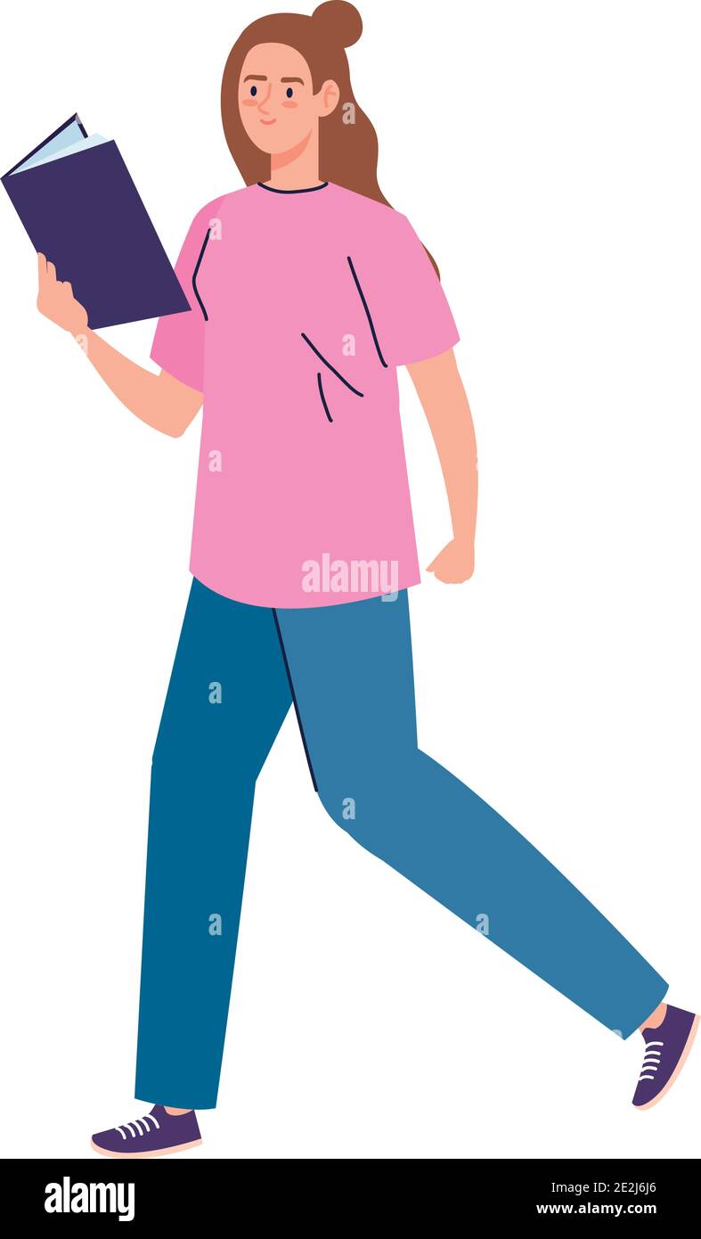 Reader girl character Cut Out Stock Images & Pictures - Alamy