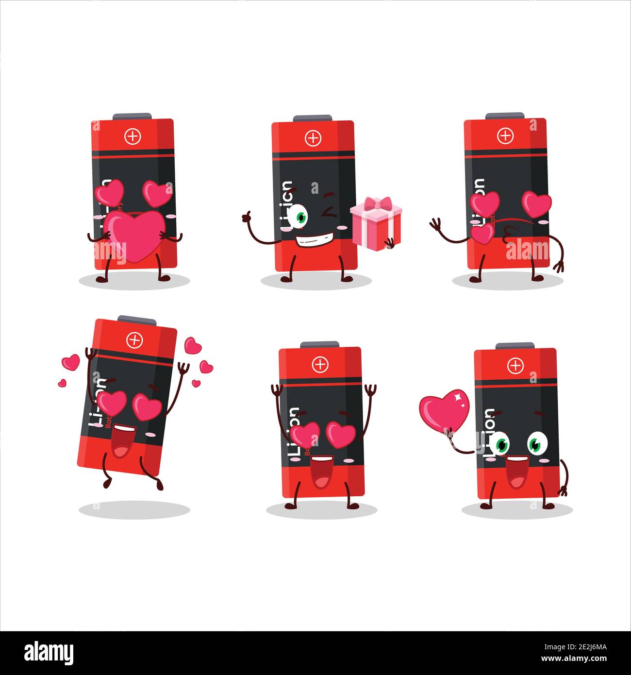 Li ion battery cartoon character with love cute emoticon. Vector ...
