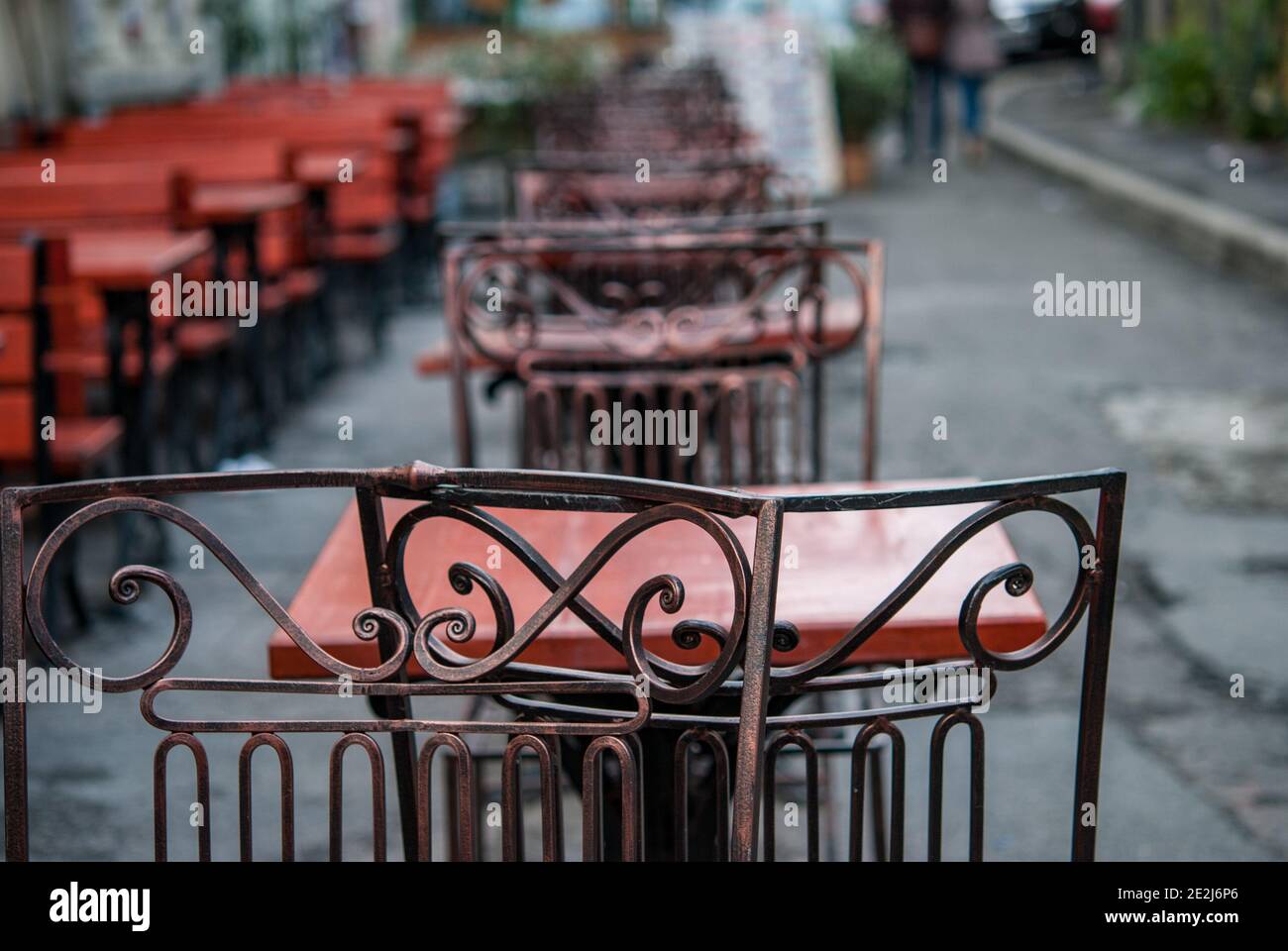 Bucharest old town bars and restaurants outdoor tables dining on the ...