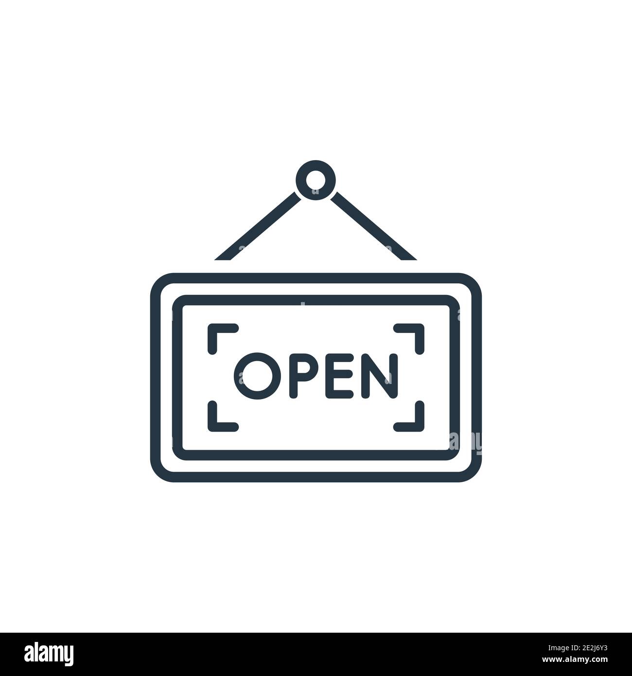 Open sign outline vector icon. Thin line black open sign icon, flat ...