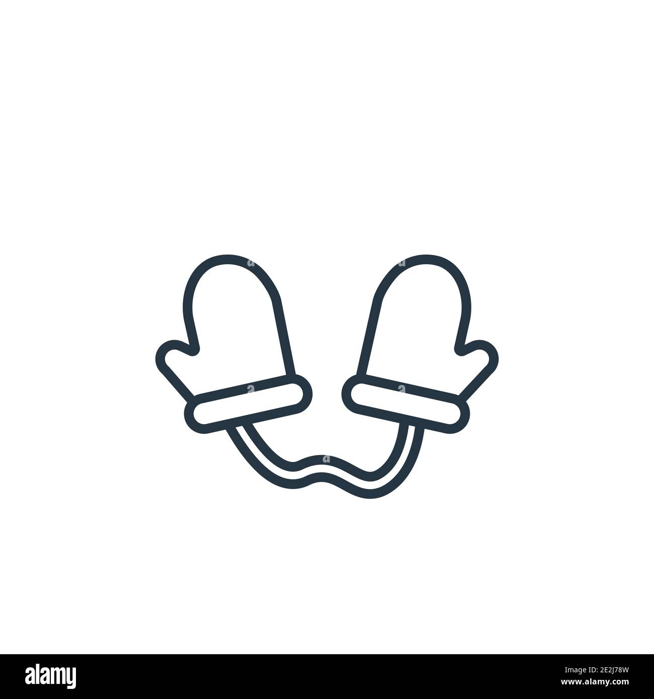 Mitten outline vector icon. Thin line black mitten icon, flat vector ...
