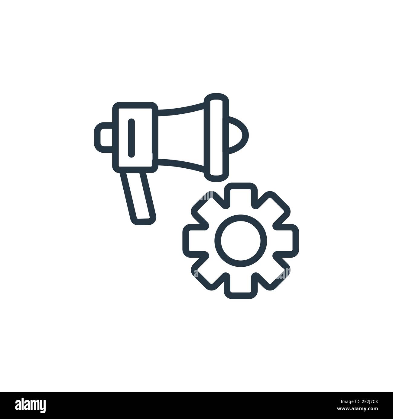 Promote outline vector icon. Thin line black promote icon, flat vector ...