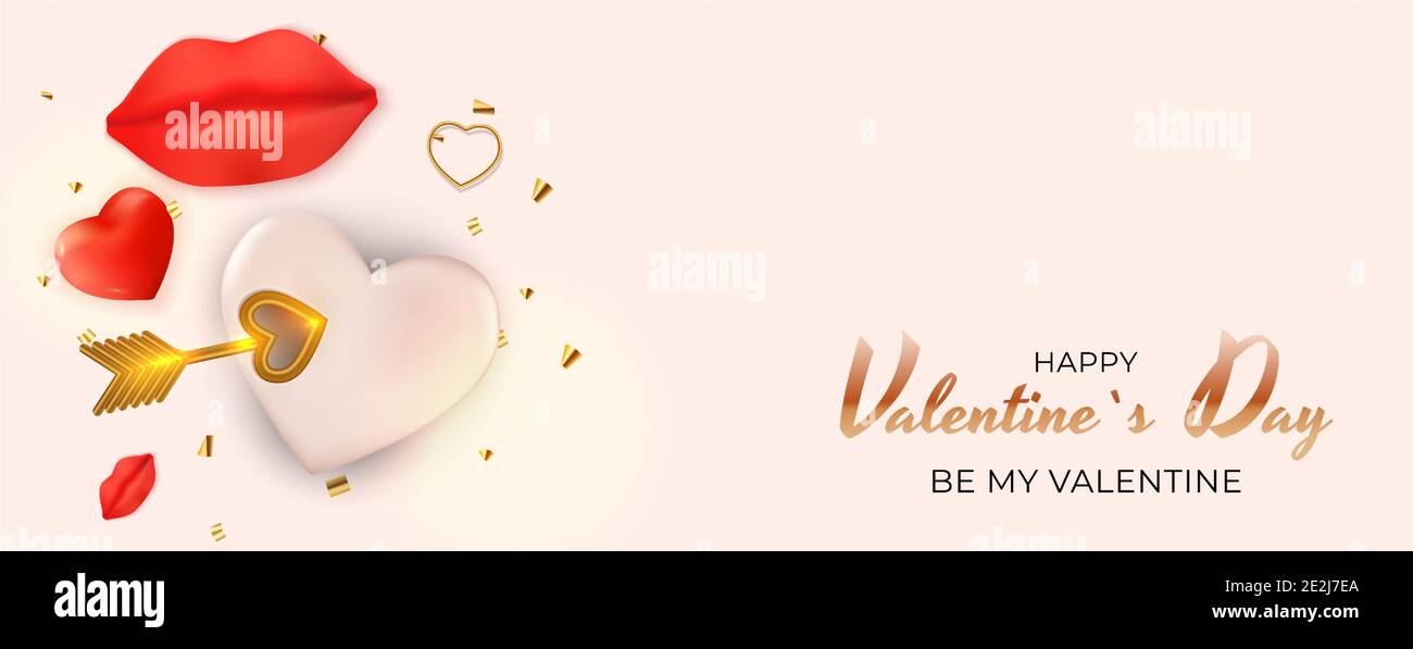 Valentine's Day Holiday Gift Card Background Realistic Design. Template ...