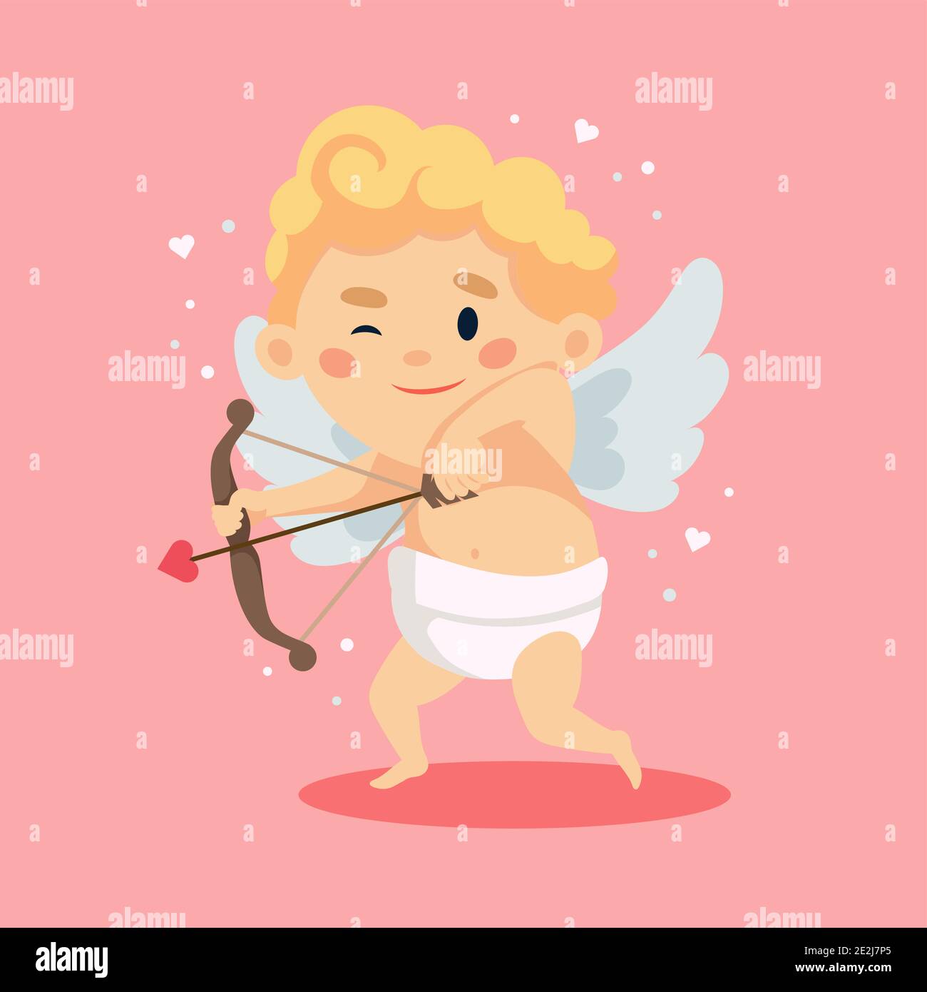 Cute cupid character. Happy Valentine s day vector illustration in ...