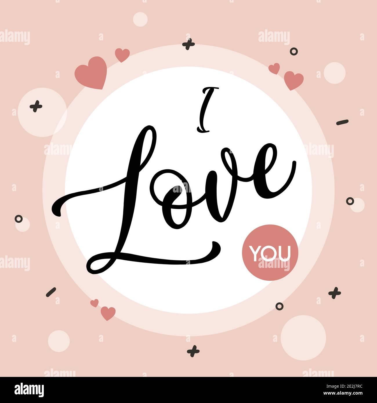 Valentines Day greeting card. I love you text poster retro background ...