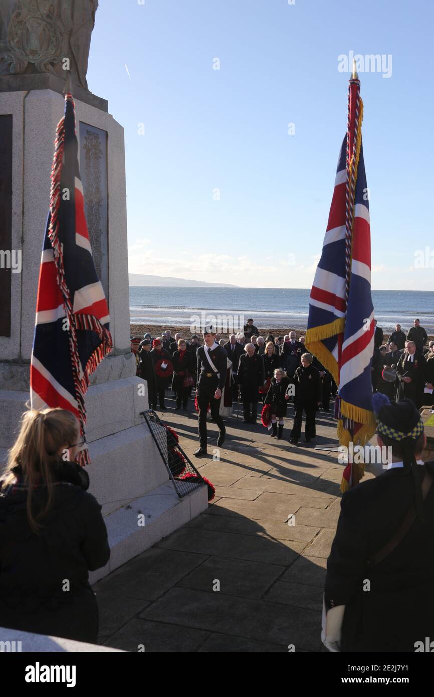 Troon, Ayrshire, Scotland, UK .Remembrance Day parade. A boys brigade ...