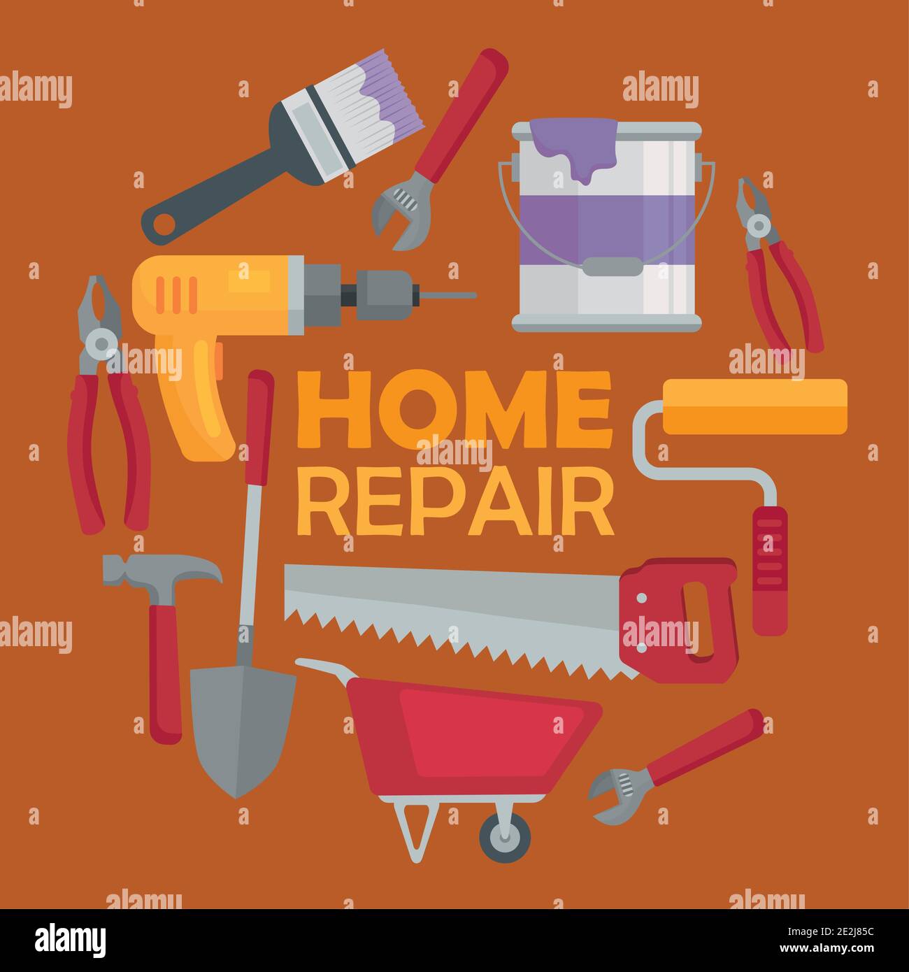 bundle of construction tools set icons and lettering Stock Vector Image ...