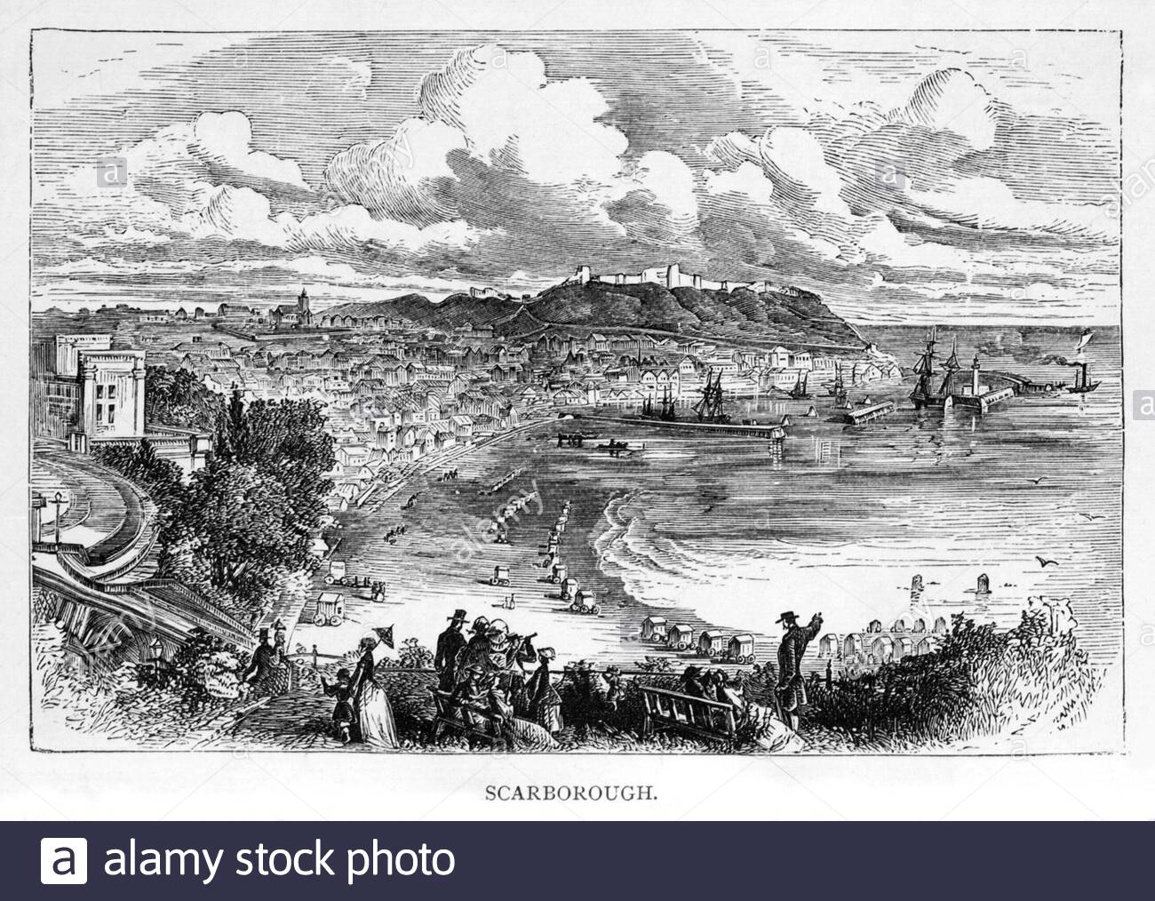 Scarborough, England, vintage illustration from 1866 Stock Photo - Alamy
