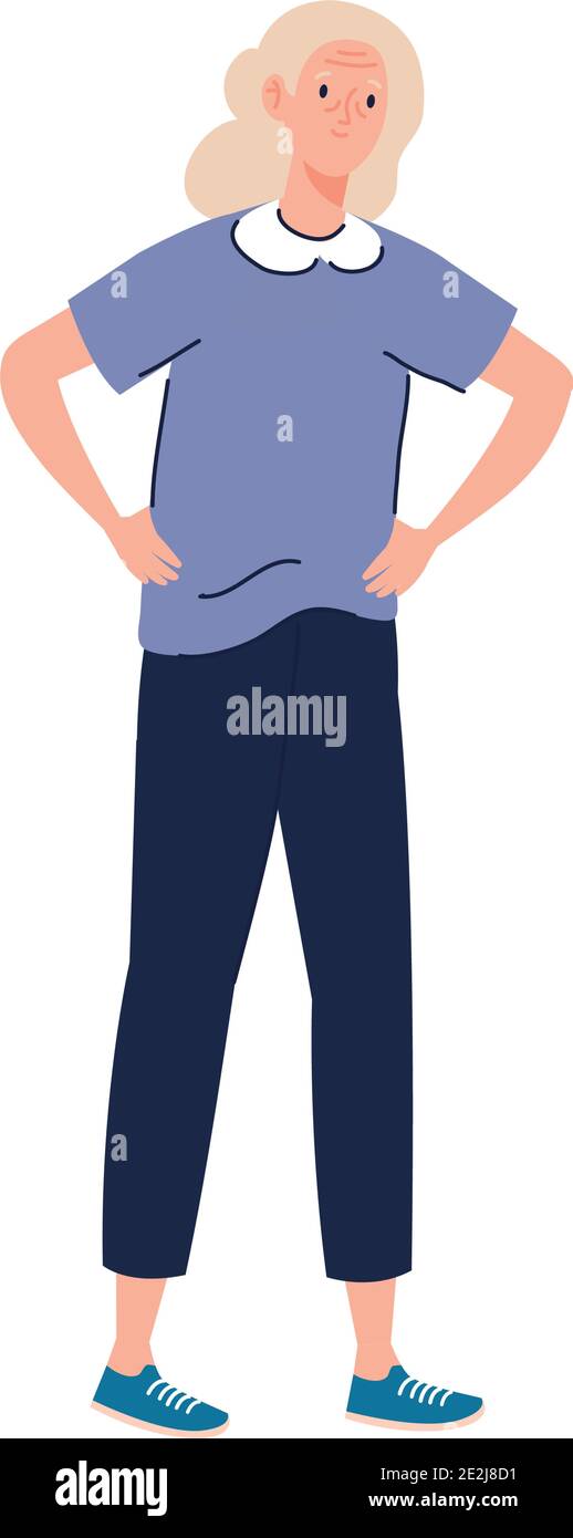 elderly old woman standing character Stock Vector Image & Art - Alamy