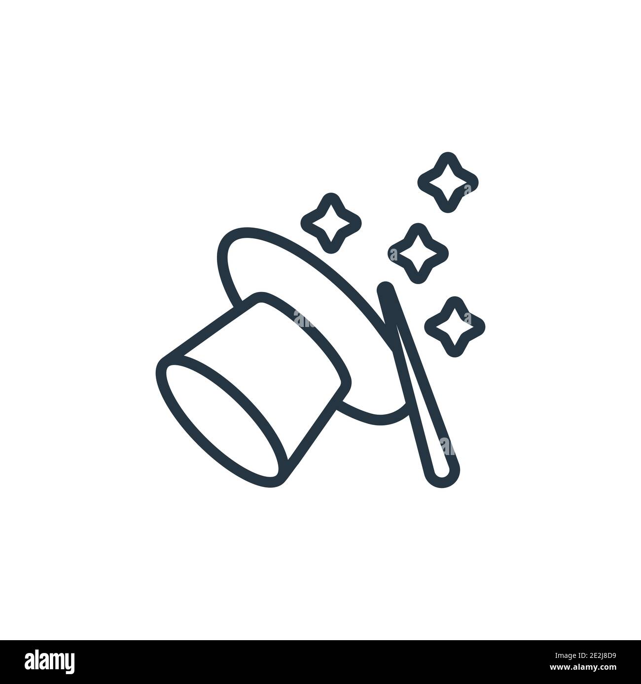 Magic trick outline vector icon. Thin line black magic trick icon, flat vector simple element ...