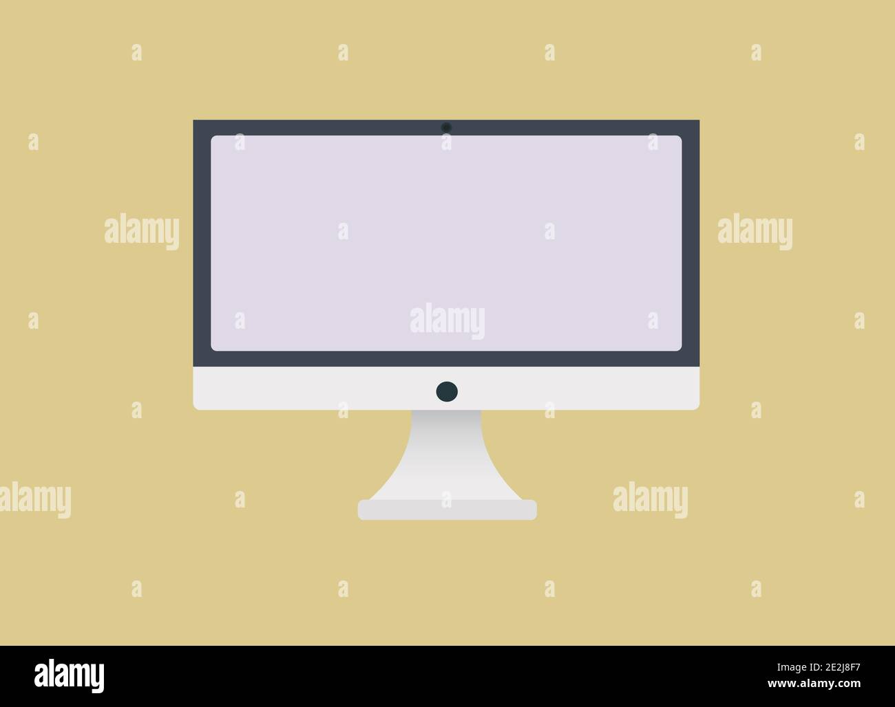 Computer Desktop on Brown Background. Flat Design Stock Vector Image ...
